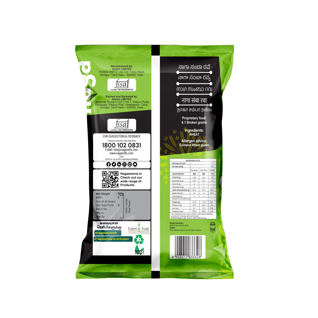 Naga Superior Samba Rawa 500G - Premium Quality Semolina for Authentic ...