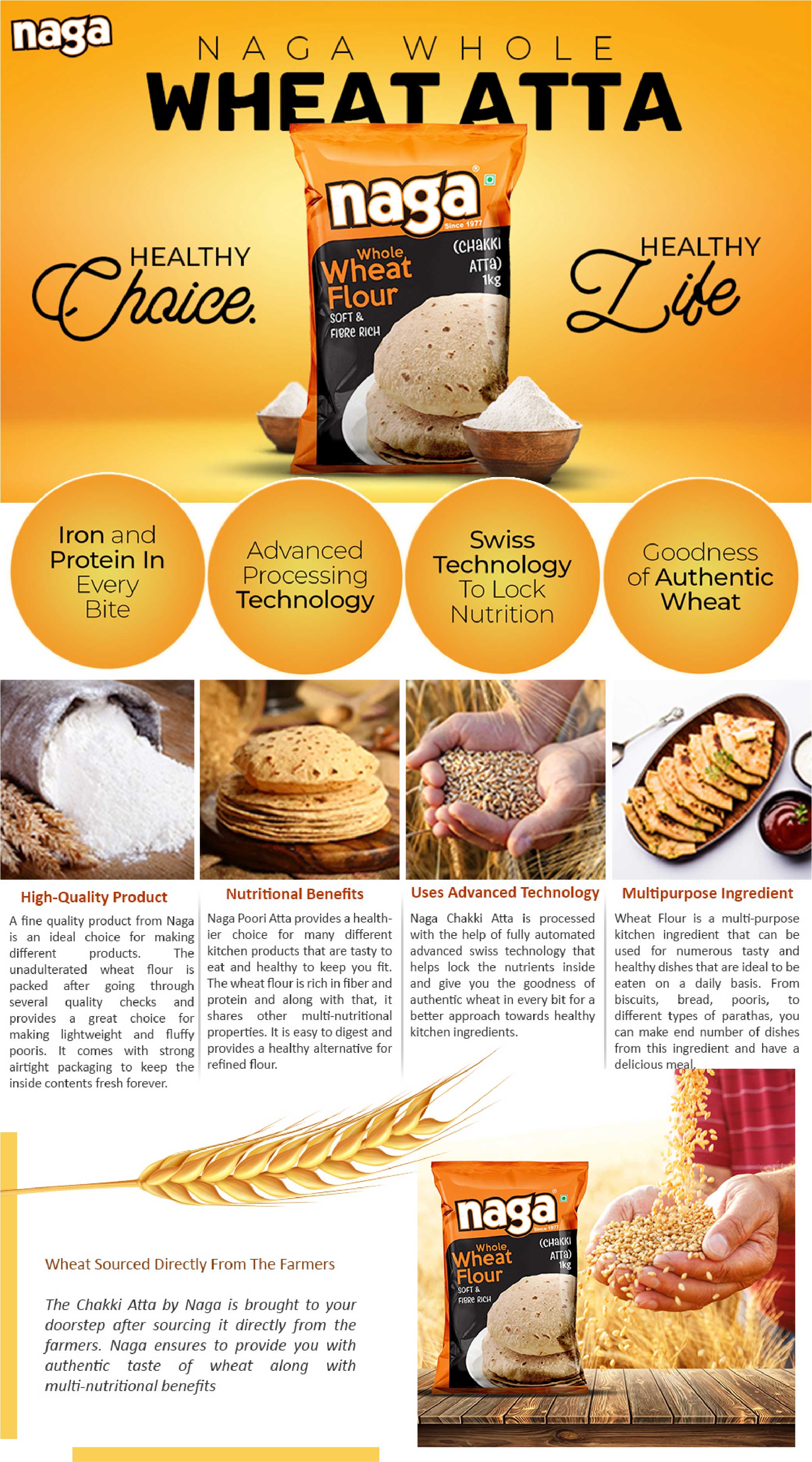 Naga Whole Wheat Atta 10kg